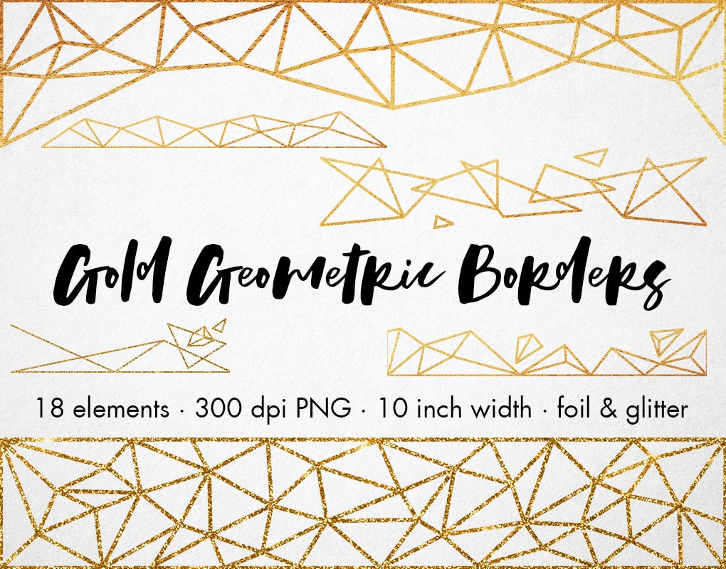 Gold Geometric Borders Clipart Gold Border Overlays Gold | Etsy