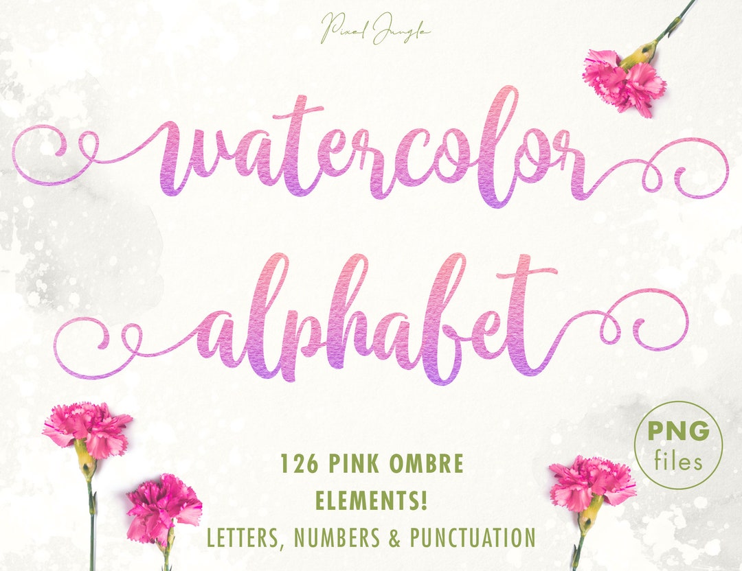 Blush Watercolor Letters Clipart, Pink Watercolor Alphabet, Spring ...