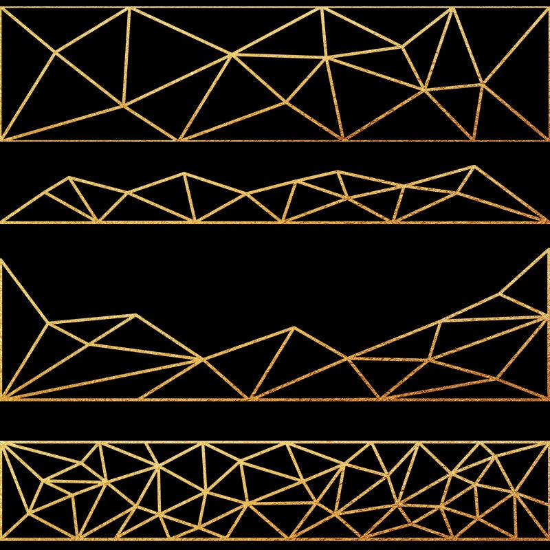 Gold Geometric Borders Clipart Gold Border Overlays Gold | Etsy
