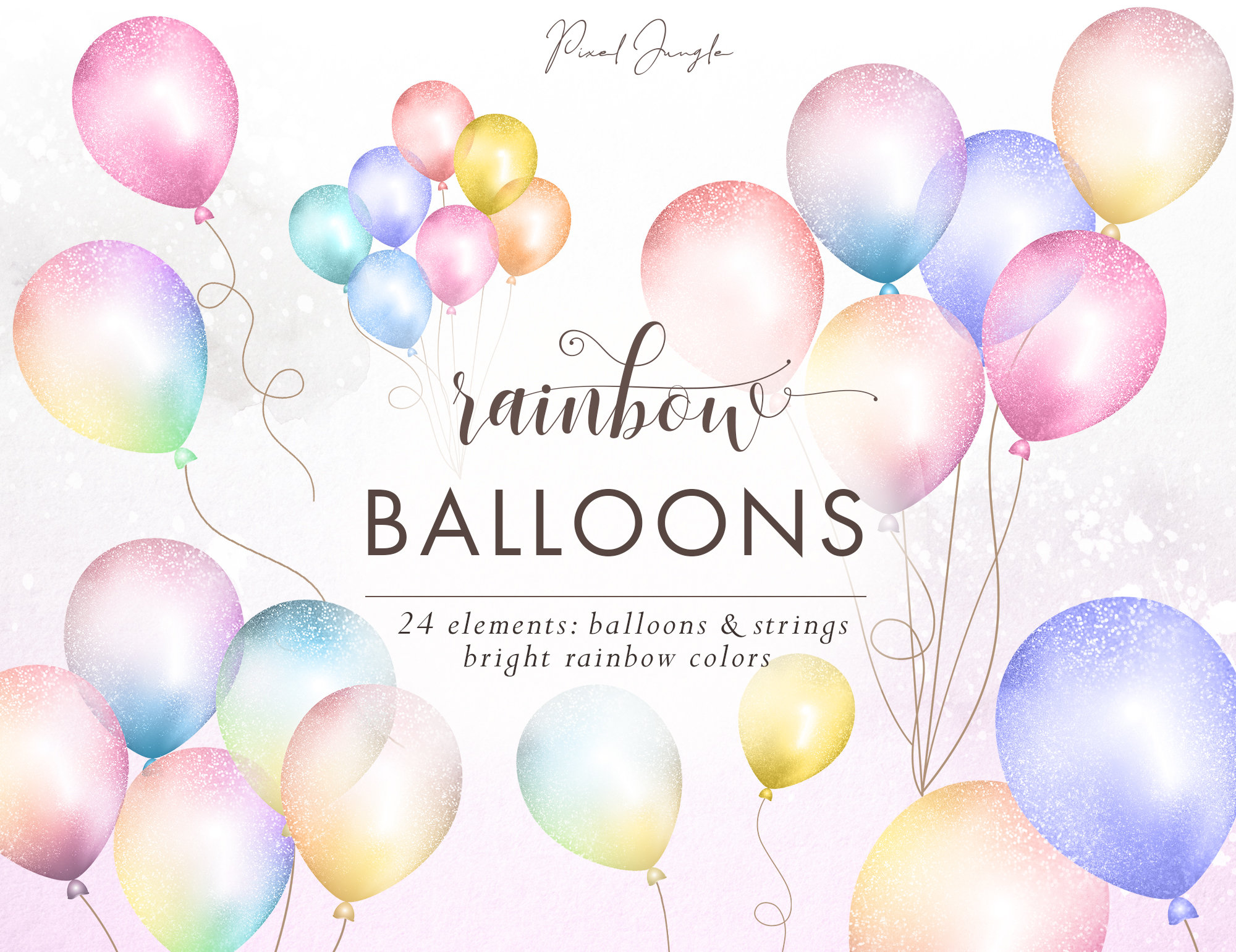 Rainbow Balloons Clipart Colorful Balloons Clip Art Balloon - Etsy