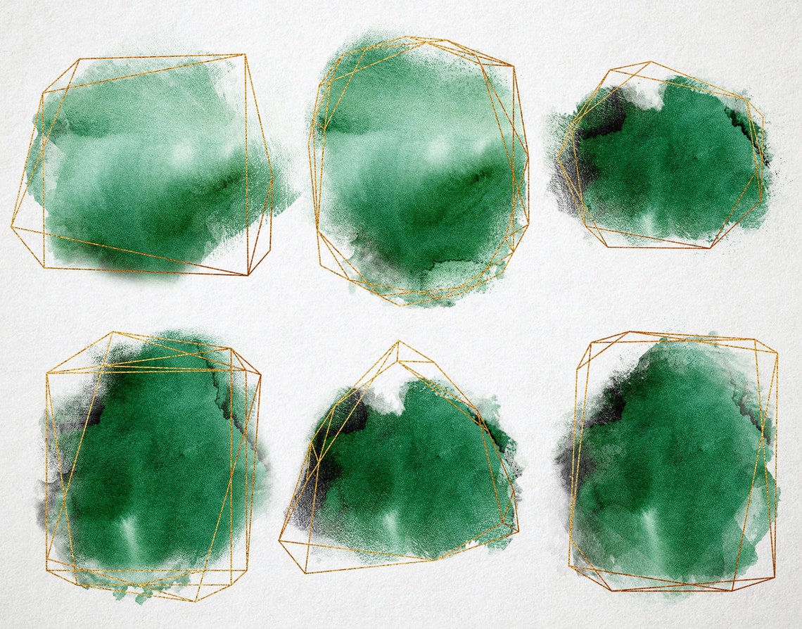 Gold and Watercolor Frames Gold Frames Clipart Polygonal | Etsy