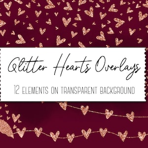 Rose Gold Hearts Overlays, Hearts Clipart, Rose Gold Borders Clip Art ...