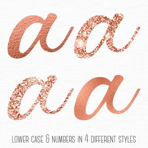 Rose Gold Alphabet Clipart, Rose Gold Font, Lower Case Letters, Foil ...