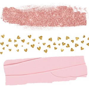 Pastel Pink and Gold Brush Strokes Clipart, Gold Paint Clipart, Pastel ...