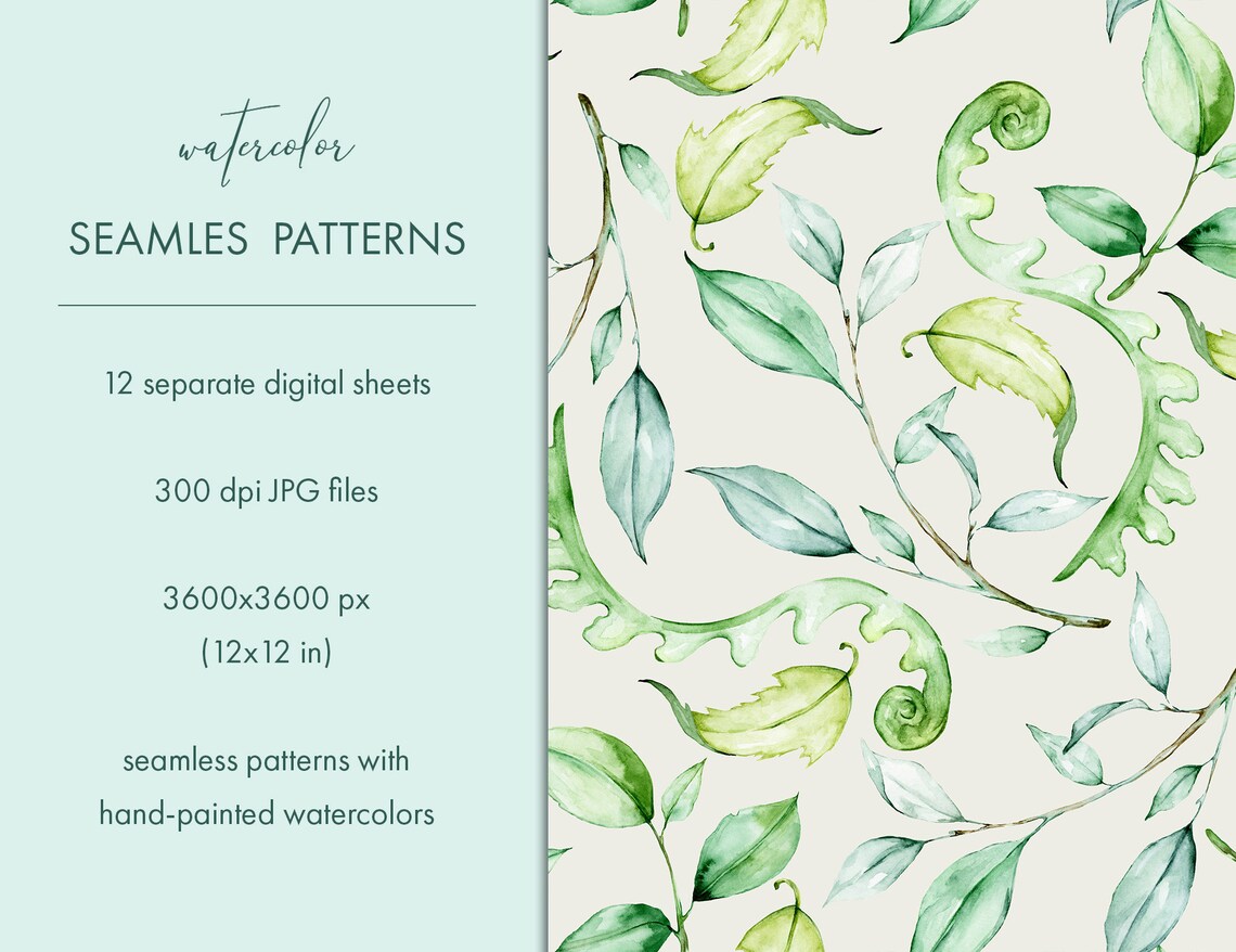 Greenery Seamless Digital Paper Pack Floral Seamless - Etsy