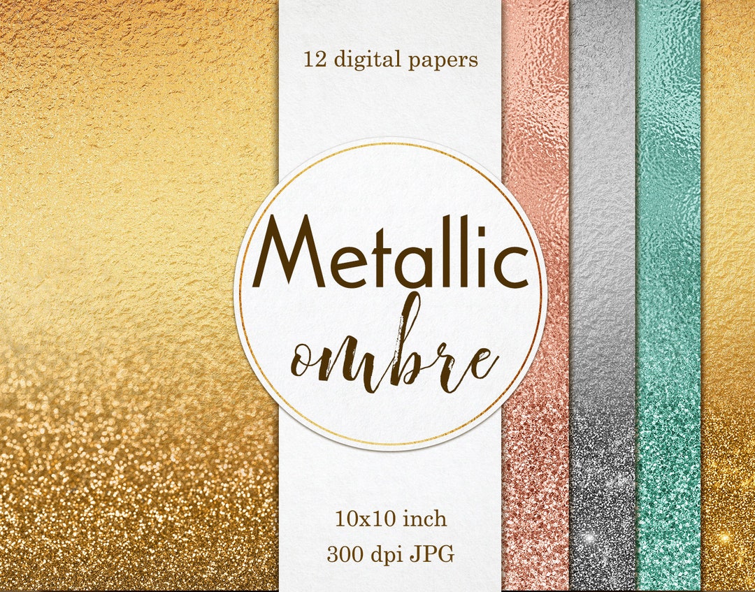 Metallic Ombre Digital Paper Clipart, Gold Digital Paper, Rose Gold ...