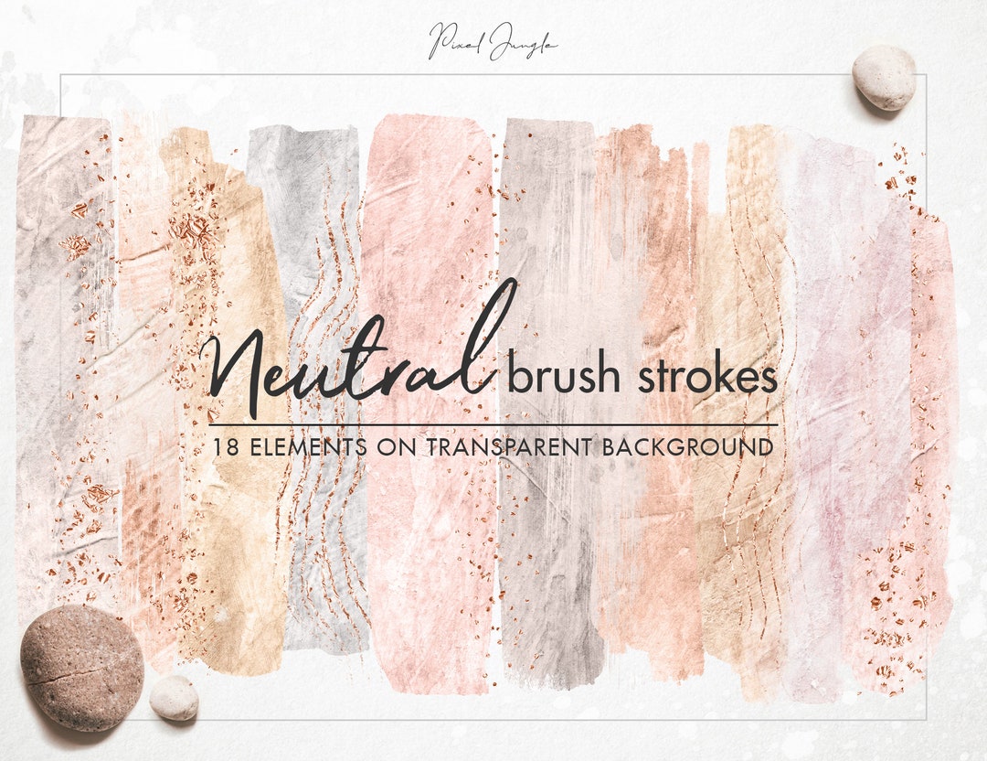 Natural Brush Strokes Clipart, Paint Brush Strokes Clip Art, Rose Gold ...
