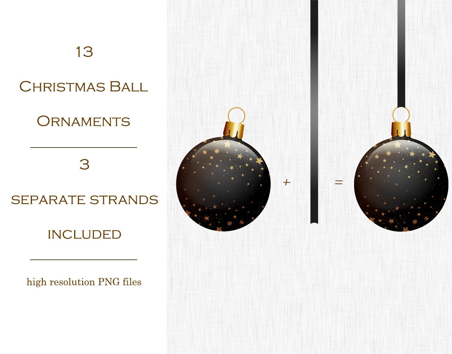 Gold Christmas Baubles Clipart Black and Gold Christmas - Etsy
