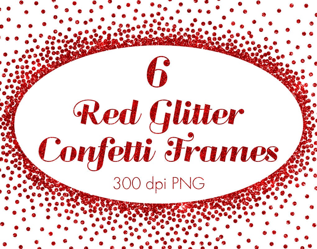Red Metallic Confetti Frames Clipart Red Christmas Confetti - Etsy