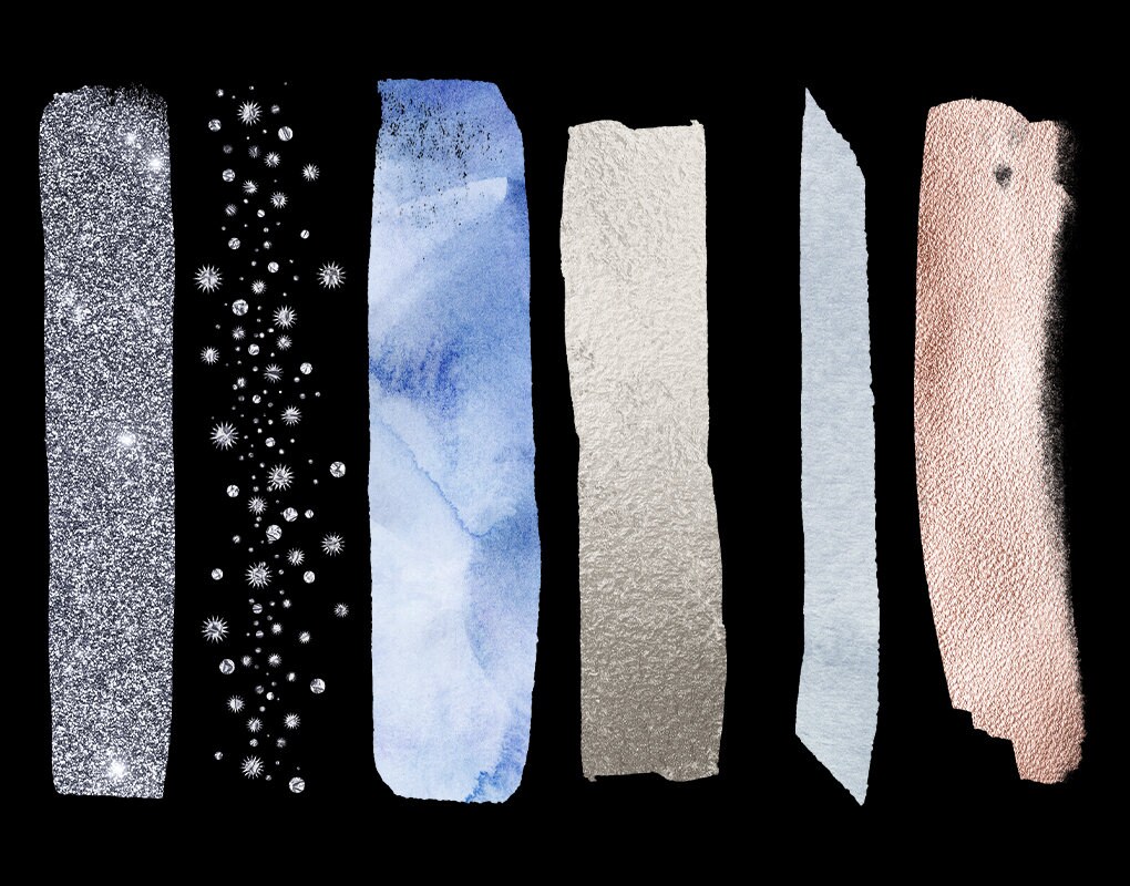 Winter confetti brush strokes Blue brush strokes clipart | Etsy