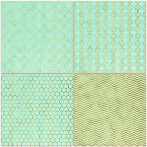 Mint Gold Digital Paper, Mint Paper Clipart, Gold Wedding Digital Paper ...