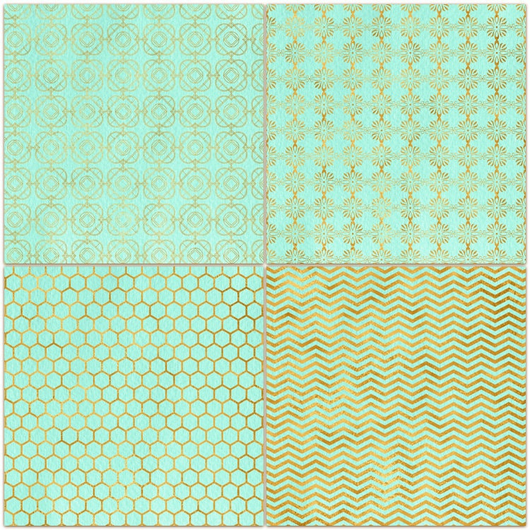 Mint Gold Digital Paper Mint Paper Clipart Gold Wedding | Etsy