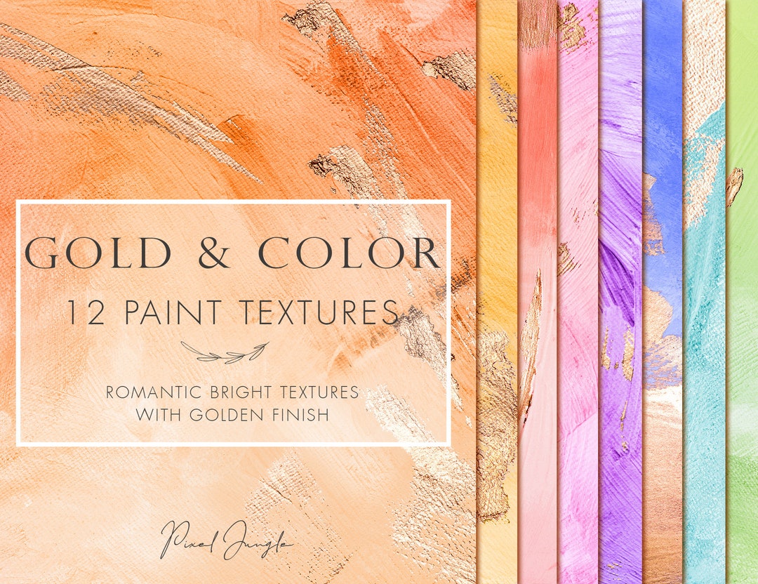 Color Mix Digital Paper With Gold Paint Splatters, Acrylic Textures ...