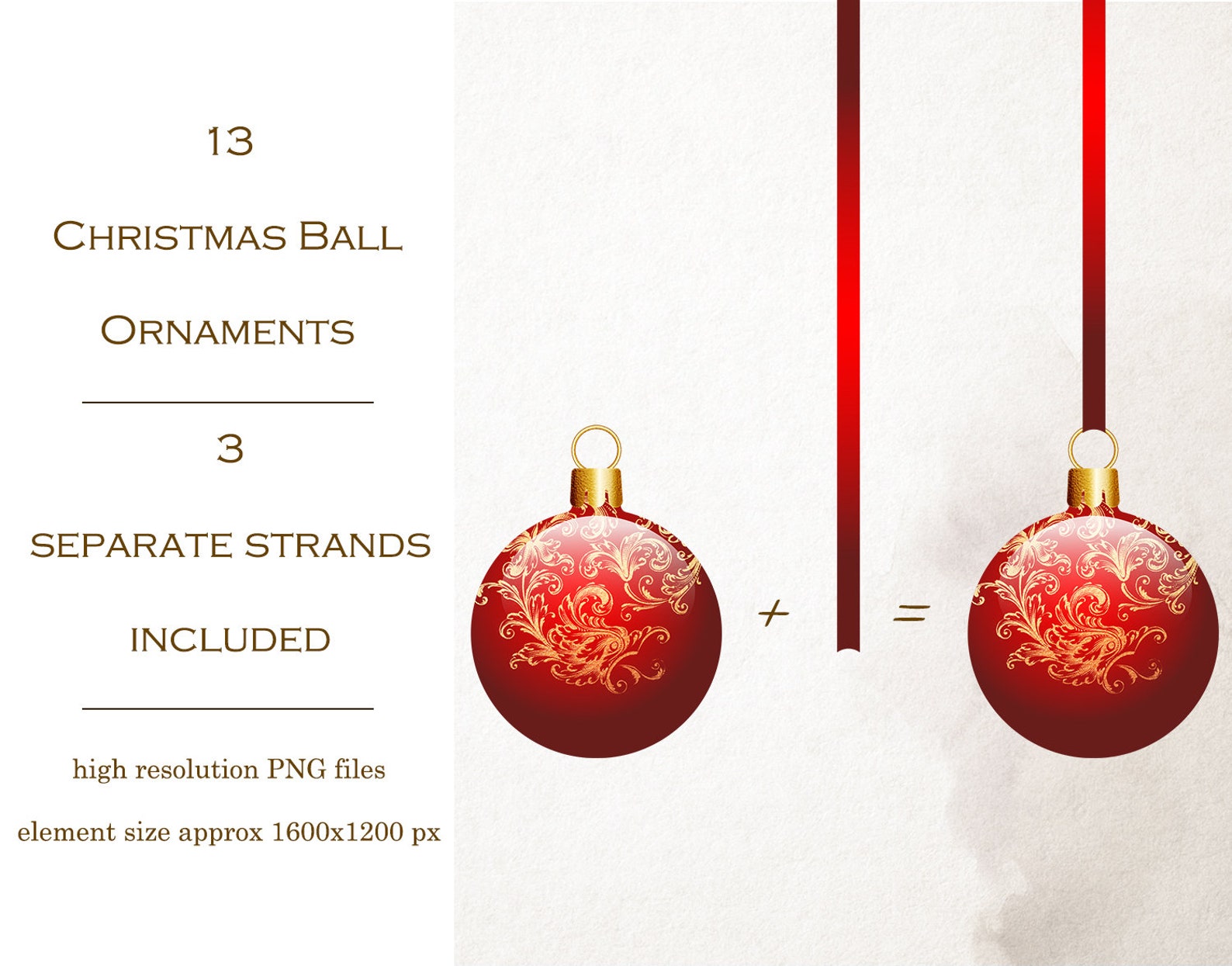 Christmas Baubles Clipart, Red and Gold Christmas Balls, Winter ...