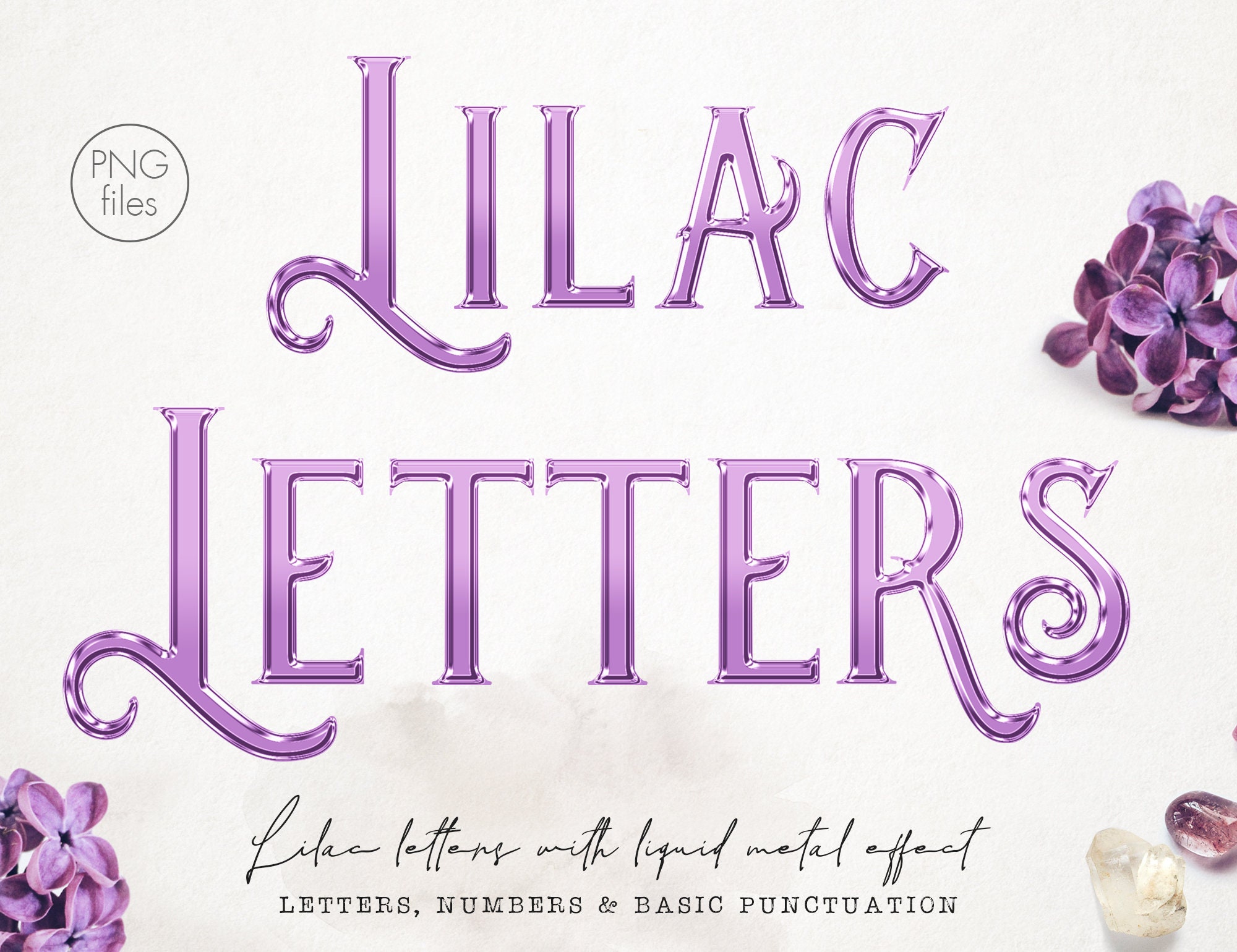 Liquid Lilac Alphabet Clipart: Foil Letters, Numbers, Symbols (PNG) - Etsy
