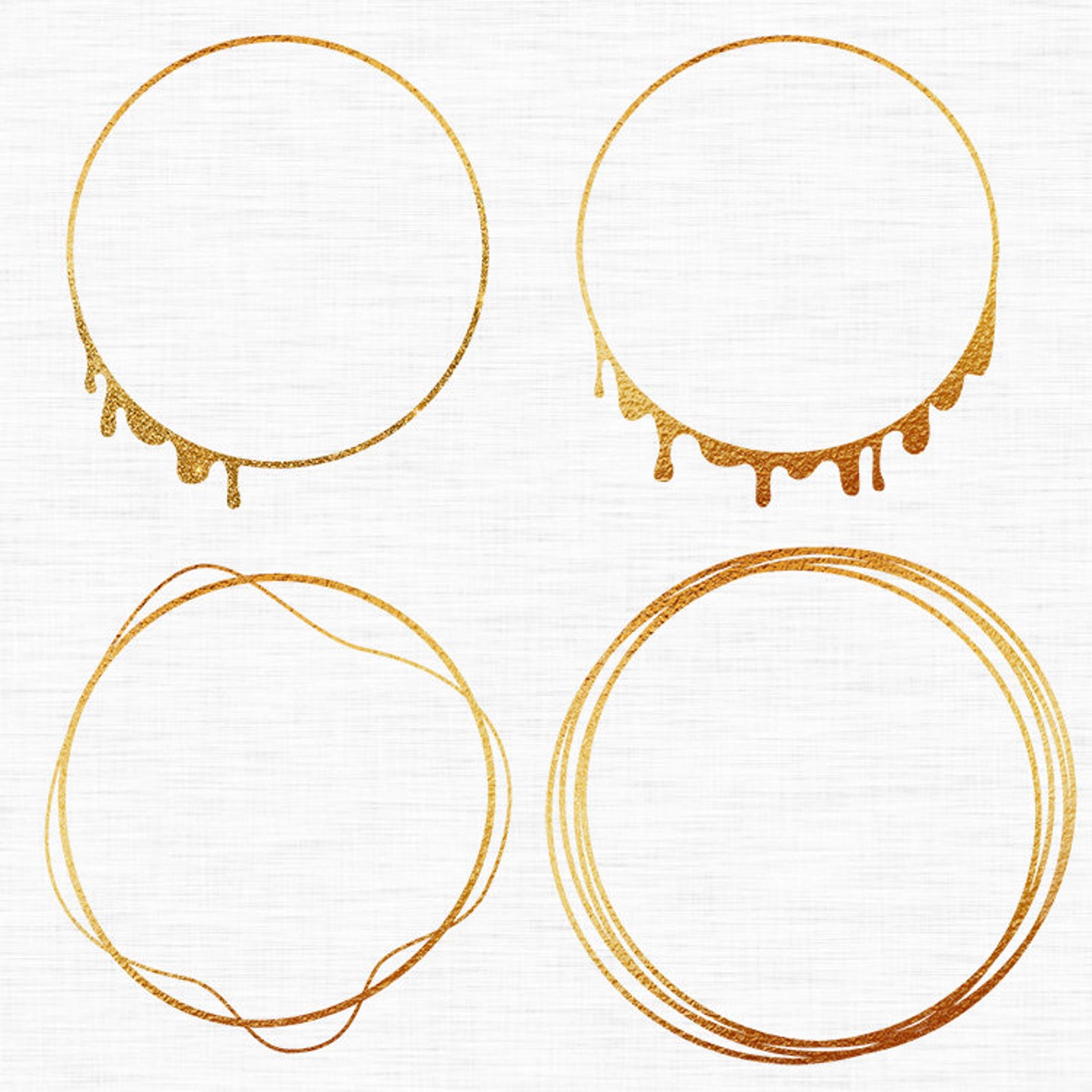 Gold Round Frames Clipart Gold Circles Clipart Circle Frame - Etsy