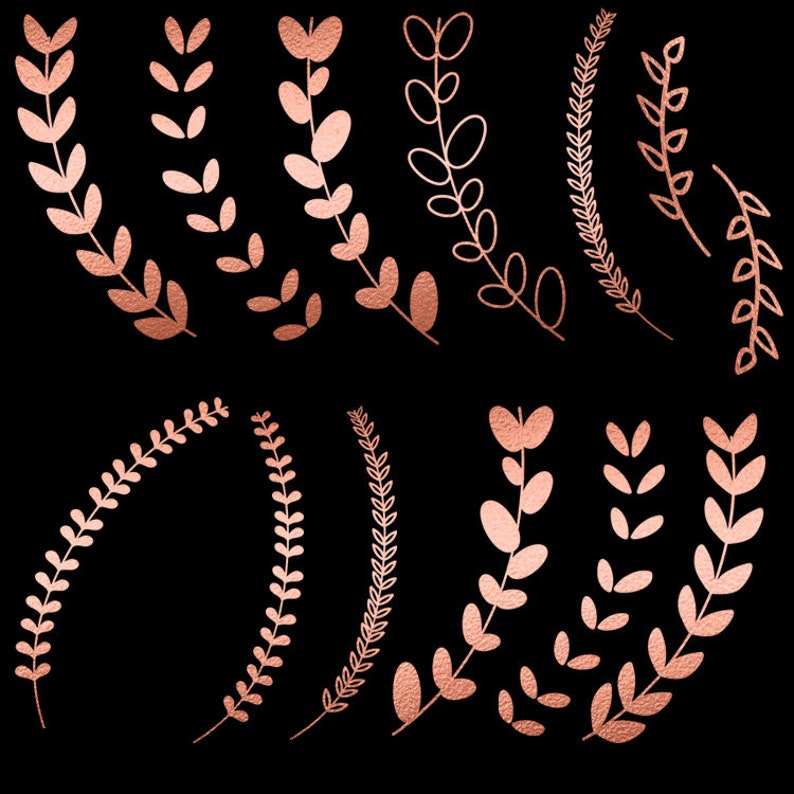 Rose Gold Floral Clipart Rose Gold Design Elements Rose Gold - Etsy