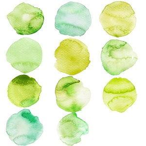 Green Watercolor Circles Clipart, Spring Watercolor Design Elements ...
