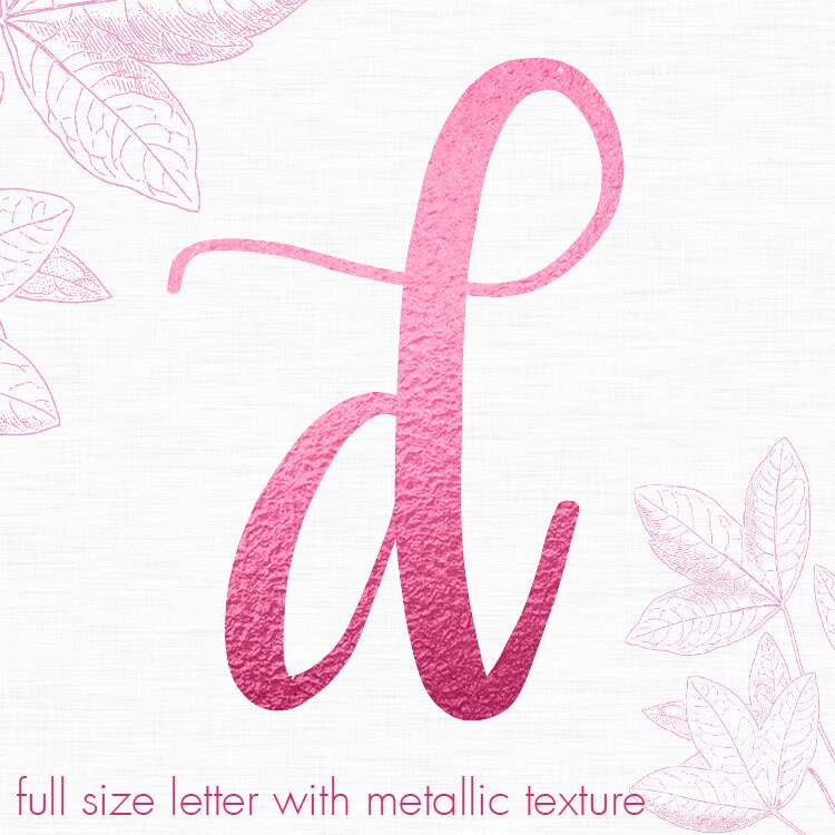 Pink Metallic Alphabet Clipart, Pink Font, Lower Case Letters, Foil ...