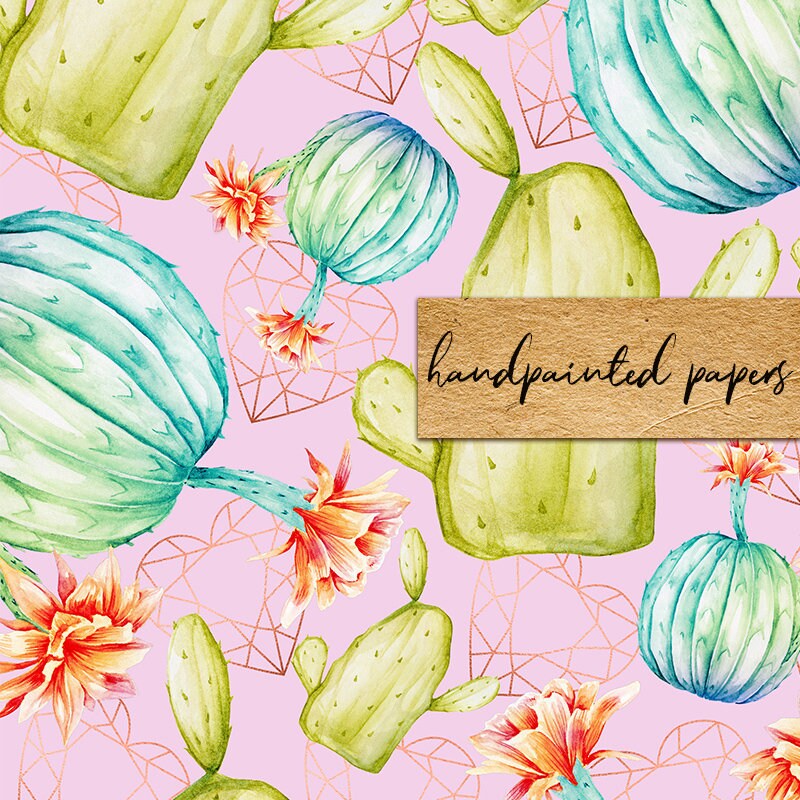 Cactus Seamless Digital Paper Cactus Paper Floral Seamless | Etsy