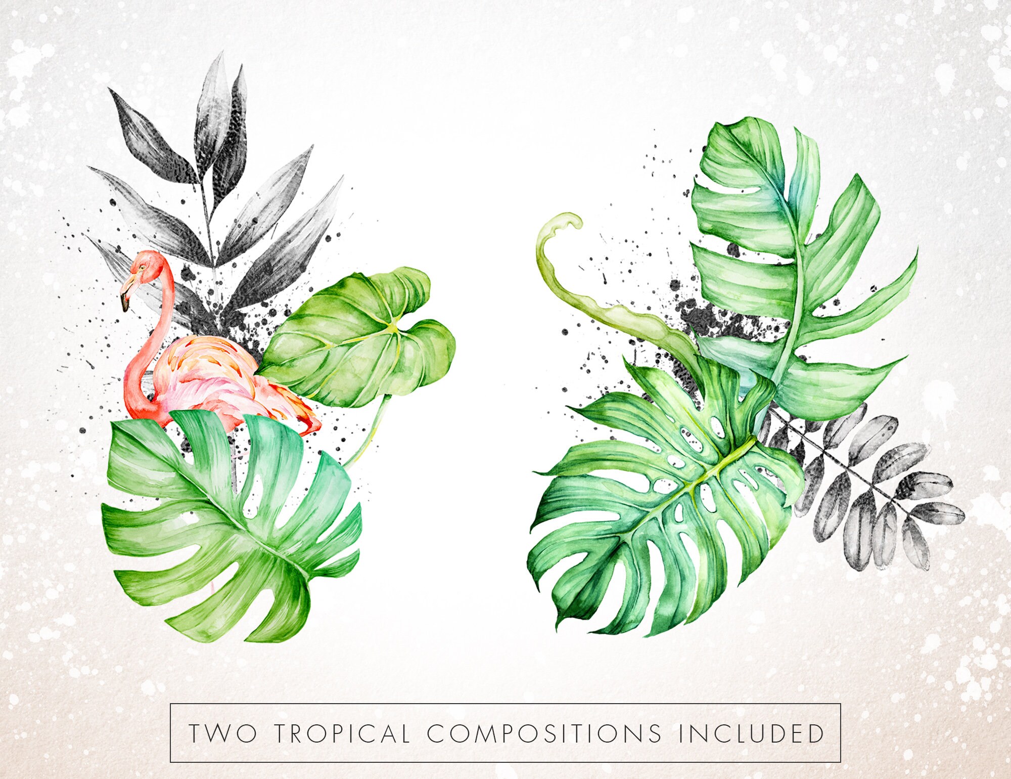 Black Foil Letters With Watercolor Palm Leaves Alphabet | Etsy