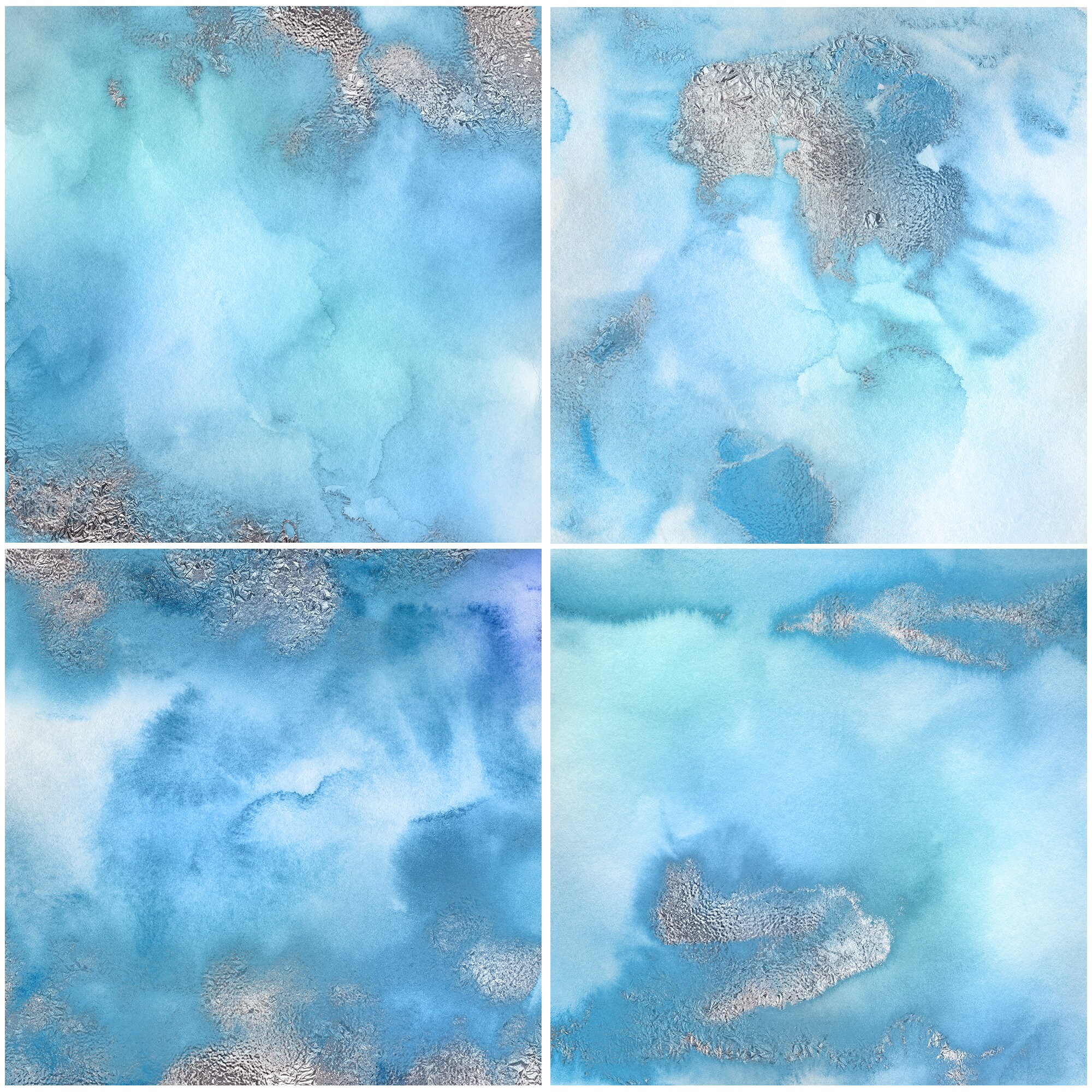 Silver watercolor digital paper pack Watercolor digital paper | Etsy