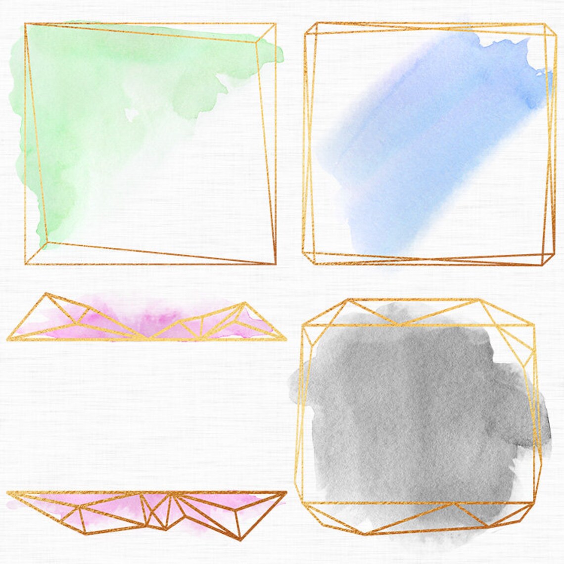 Gold Watercolor Frames Clipart Gold Frames Clip Art Gold - Etsy