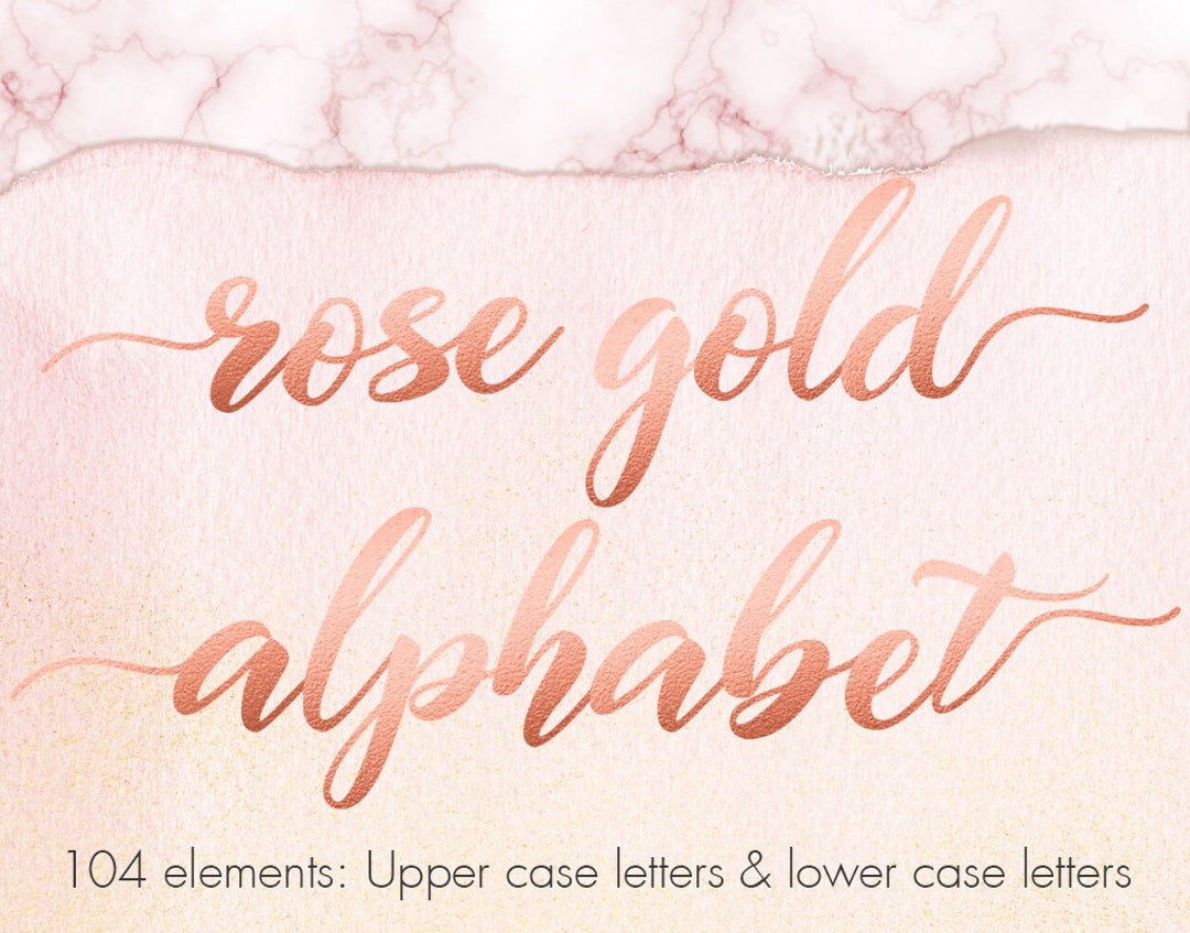 Rose Gold Alphabet Clipart, Rose Gold Font Clipart, Rose Gold Foil ...