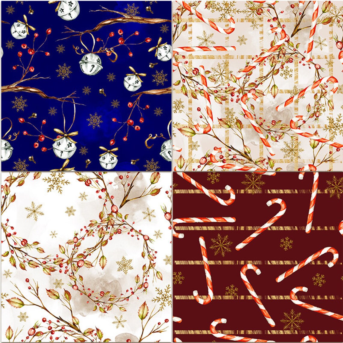 Christmas Seamless Digital Paper Winter Clipart Christmas - Etsy