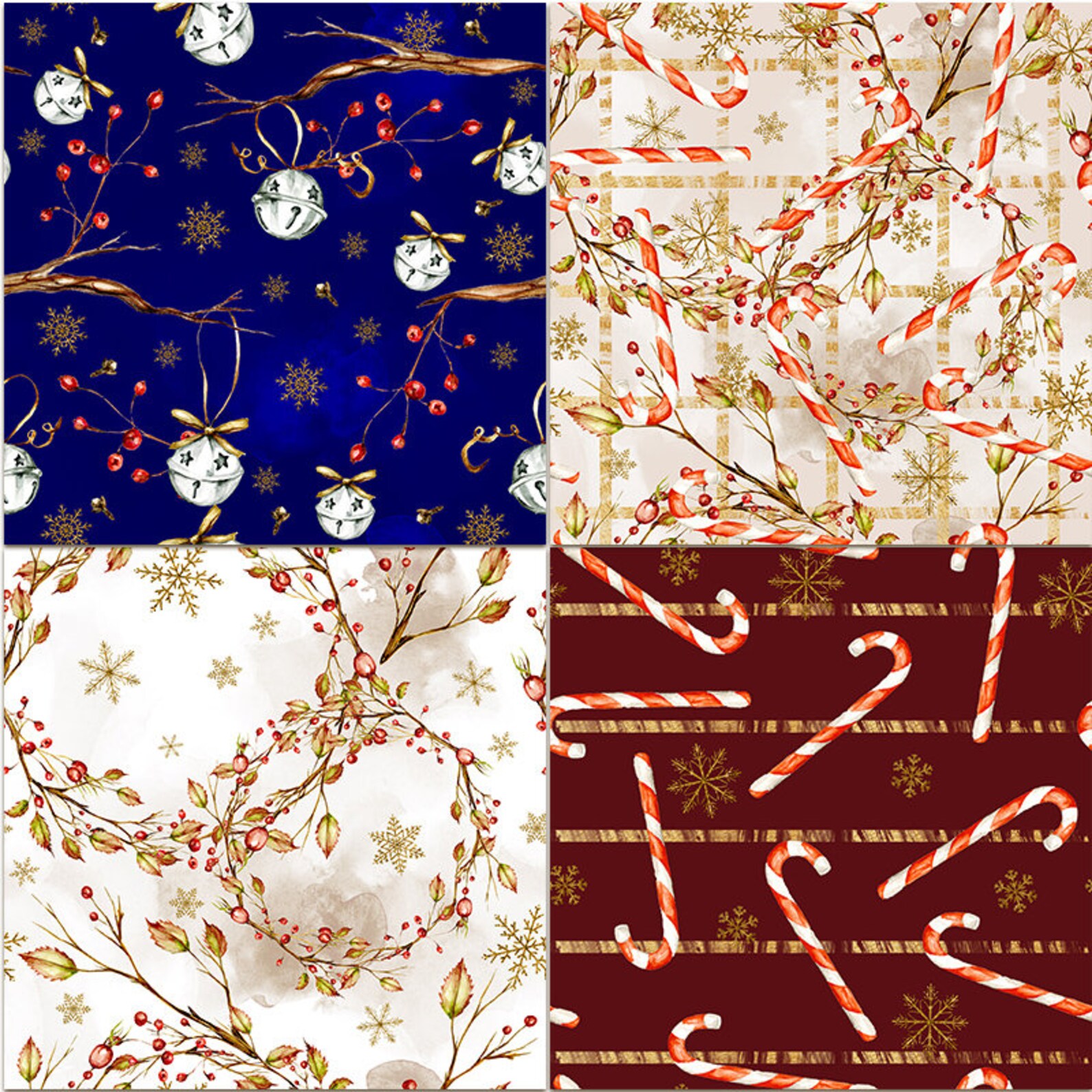 Christmas Seamless Digital Paper Winter Clipart Christmas | Etsy