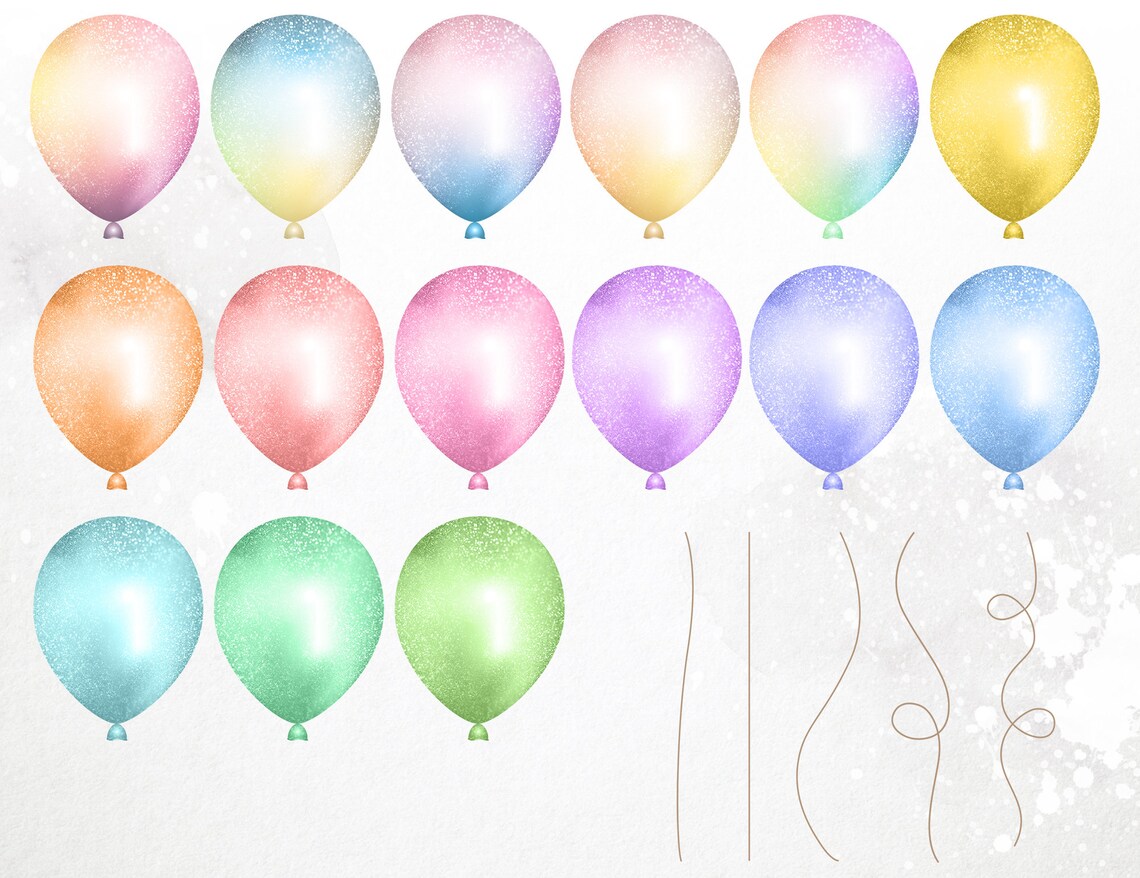 Rainbow Balloons Clipart Colorful Balloons Clip Art Balloon | Etsy