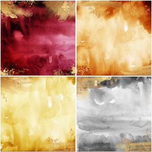 Watercolor and Gold Digital Paper Clipart, Watercolor Digital Papers ...
