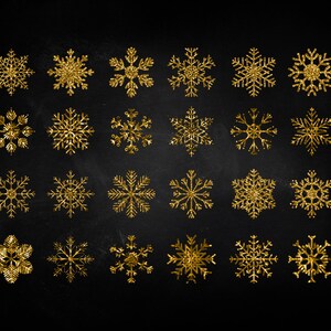 Gold Snowflakes Clipart, Gold Glitter Snowflakes, Gold Foil Snowflakes ...
