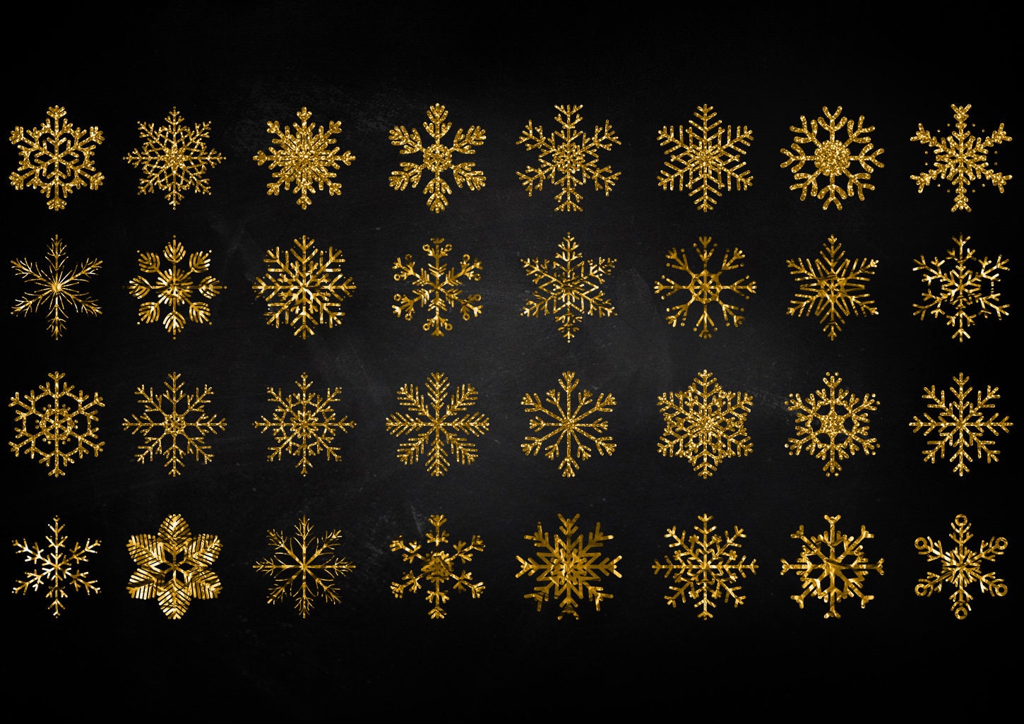 Gold Snowflakes Clipart Gold Glitter Snowflakes Gold Foil - Etsy