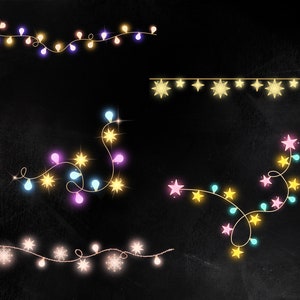 Colorful String Lights Clipart, Bunting Lights Overlay, Winter Lights ...