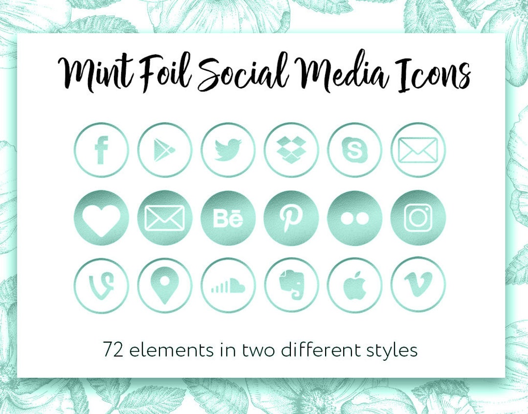 Buy 3 Pay for 2, Mint Social Media Icons, Mint Metallic Foil Icons ...