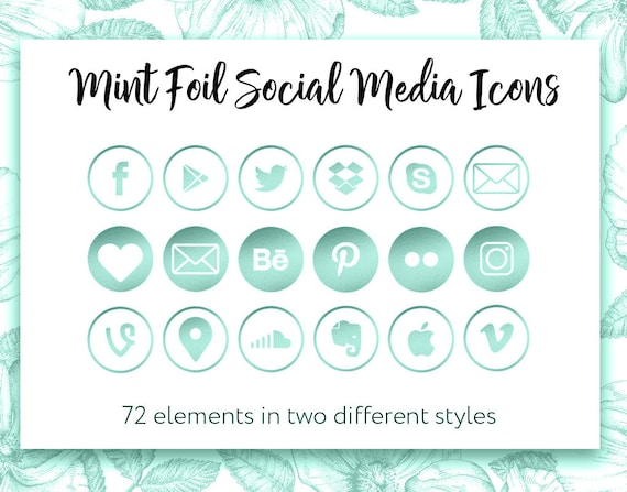 Buy 3 Pay for 2 Mint Social Media Icons Mint Metallic Foil - Etsy Australia