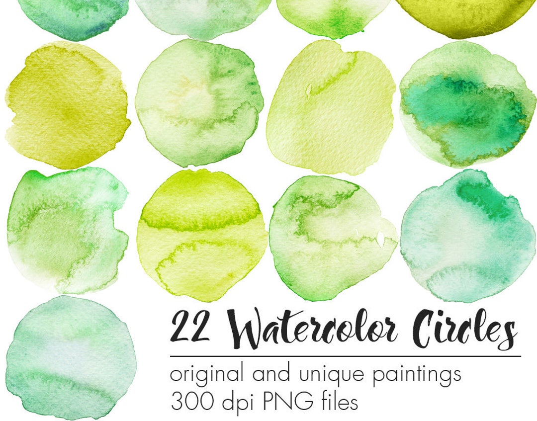 Green Watercolor Circles Clipart, Spring Watercolor Design Elements ...