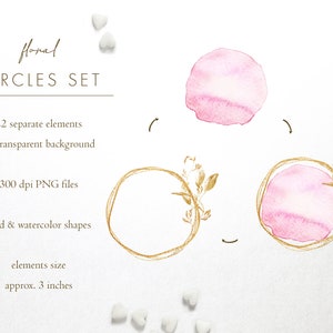 Floral Gold Circles With Watercolor, Floral Circles for Logo, Floral ...
