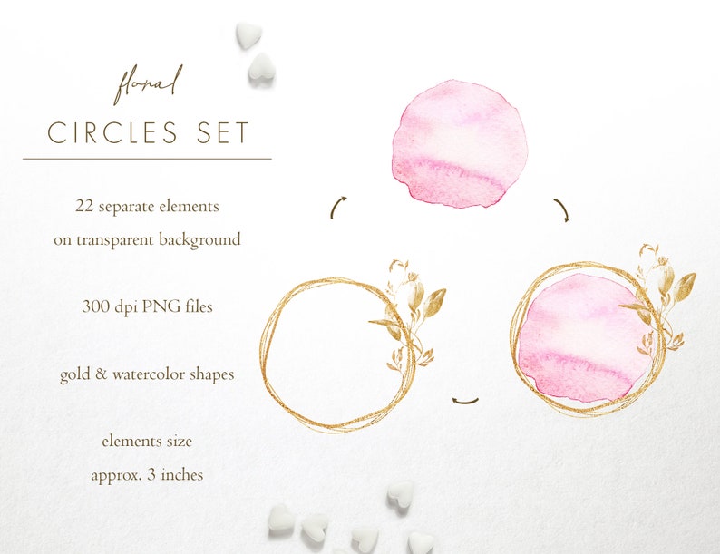 Floral Gold Circles With Watercolor Floral Circles for Logo - Etsy