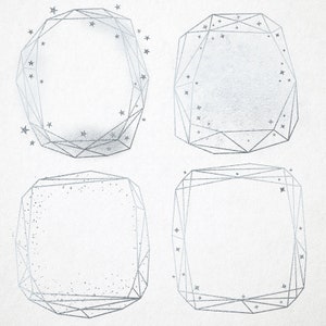 Silver Dusted Crystal Frames Clipart, Silver Polygonal Frames Clip Art ...