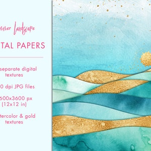 Summer Landscapes, Daylight Landscape, Digital Papers, Paper Pack ...