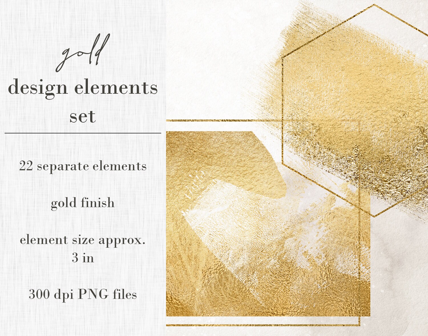 Gold Design Elements Clipart Gold Foil Circles Gold Squares | Etsy
