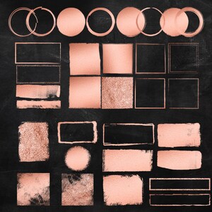 Rose Gold Elements Clip Art, 32 Brush Strokes, Design Elements, Rose ...
