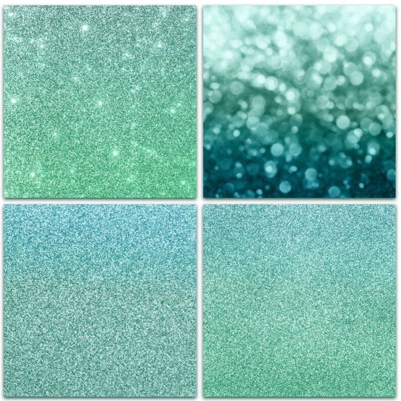 Mint Glitter Digital Paper Mint Bokeh Paper Pack Mint Green | Etsy