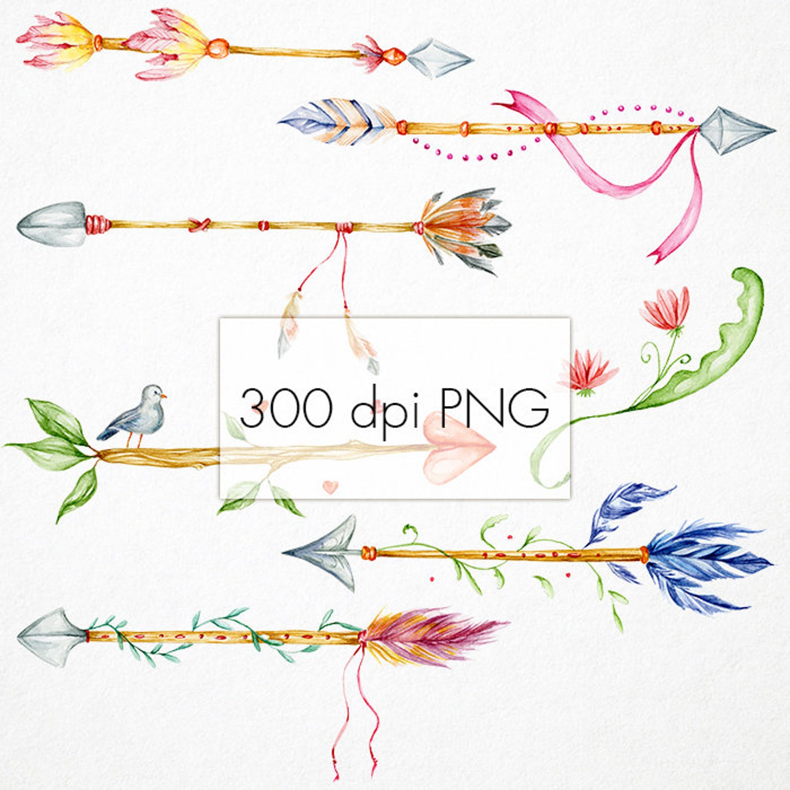Watercolor Arrows Clipart Hand Drawn Arrows Clip Art - Etsy