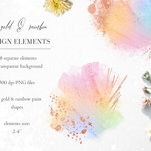 Rainbow and Rose Gold Abstract Design Elements, Rose Gold Overlays ...