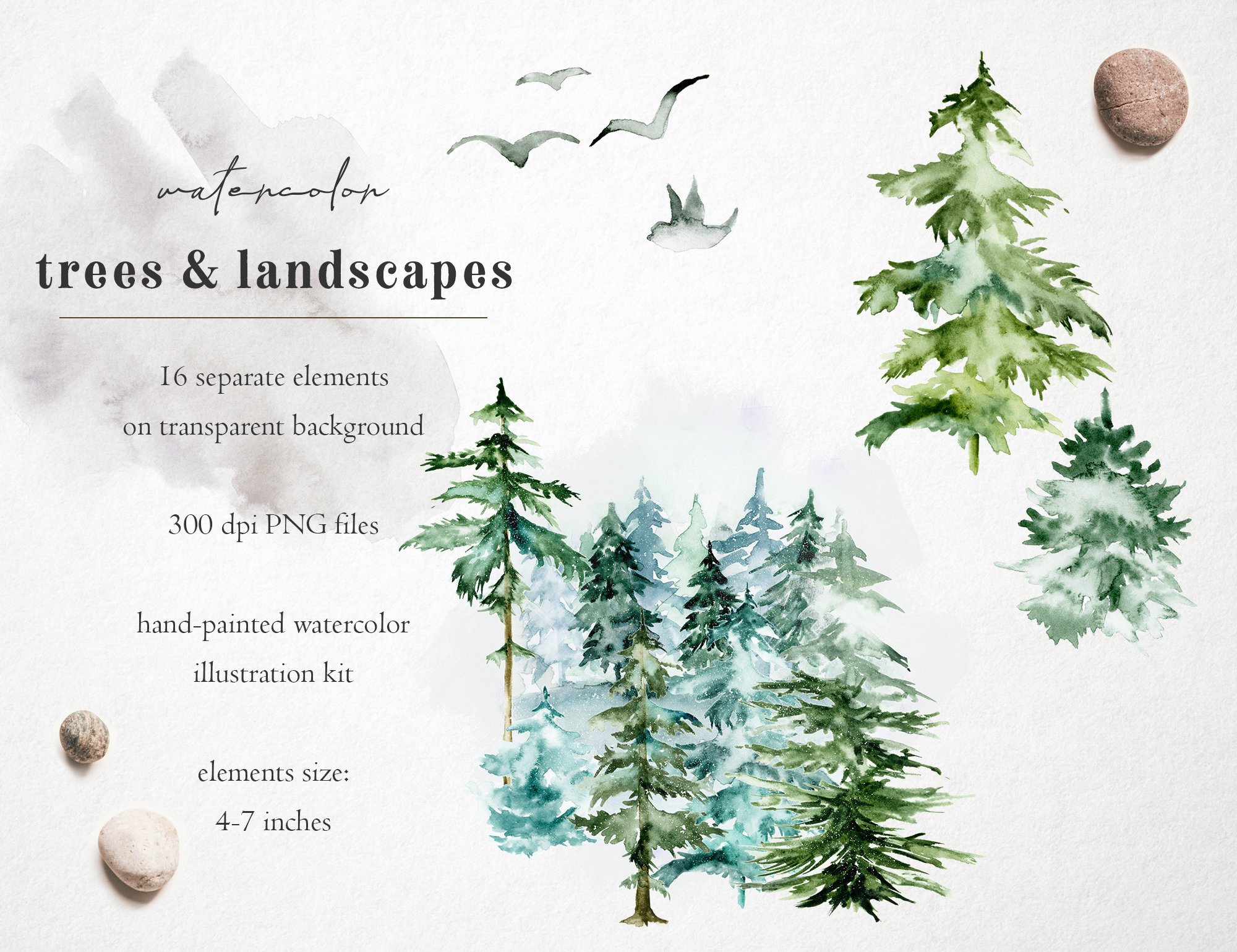 Watercolor Forest Clipart Pine Tree Clipart Northern Forest - Etsy