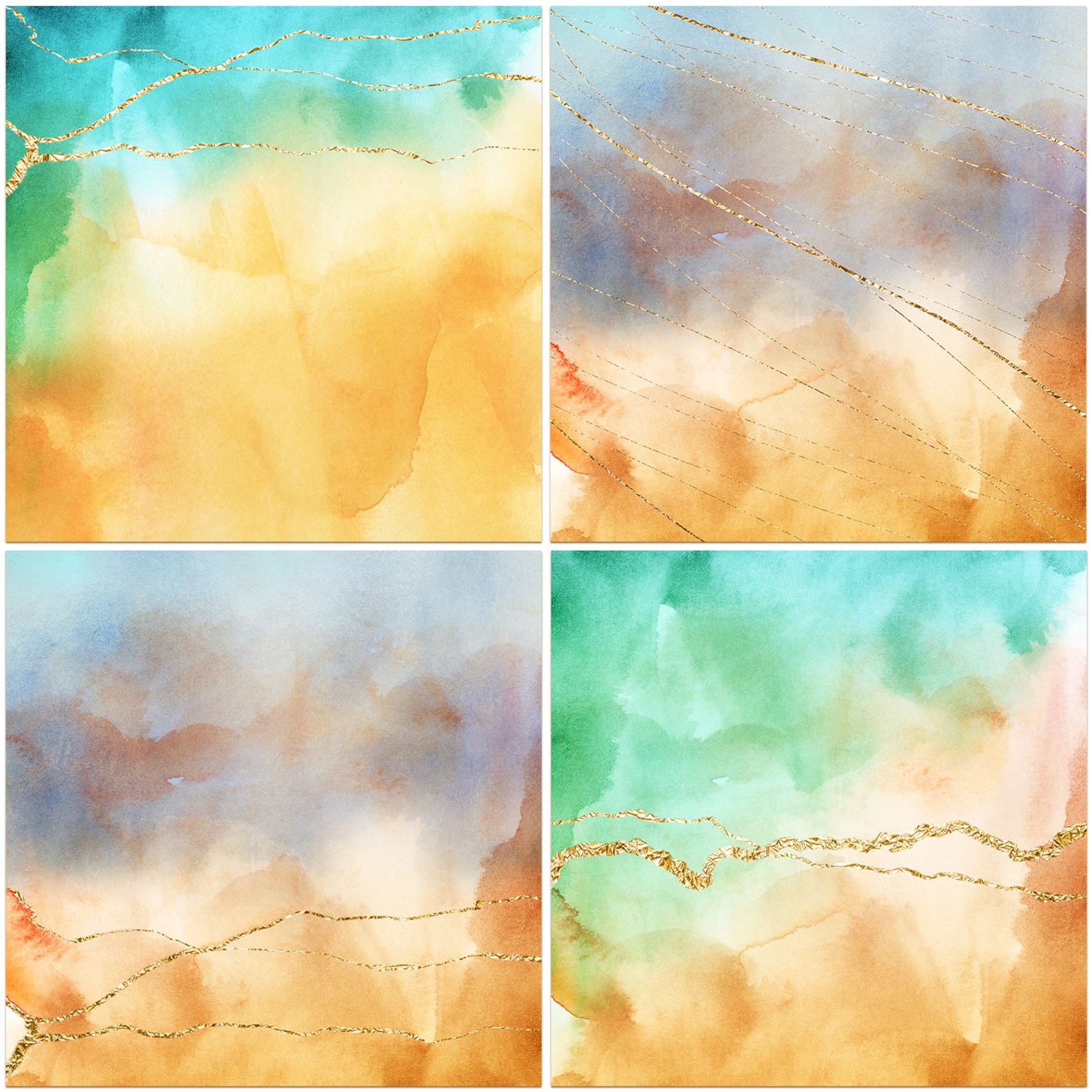 Gold and Watercolor Digital Paper Gold Foil Papers Gold | Etsy