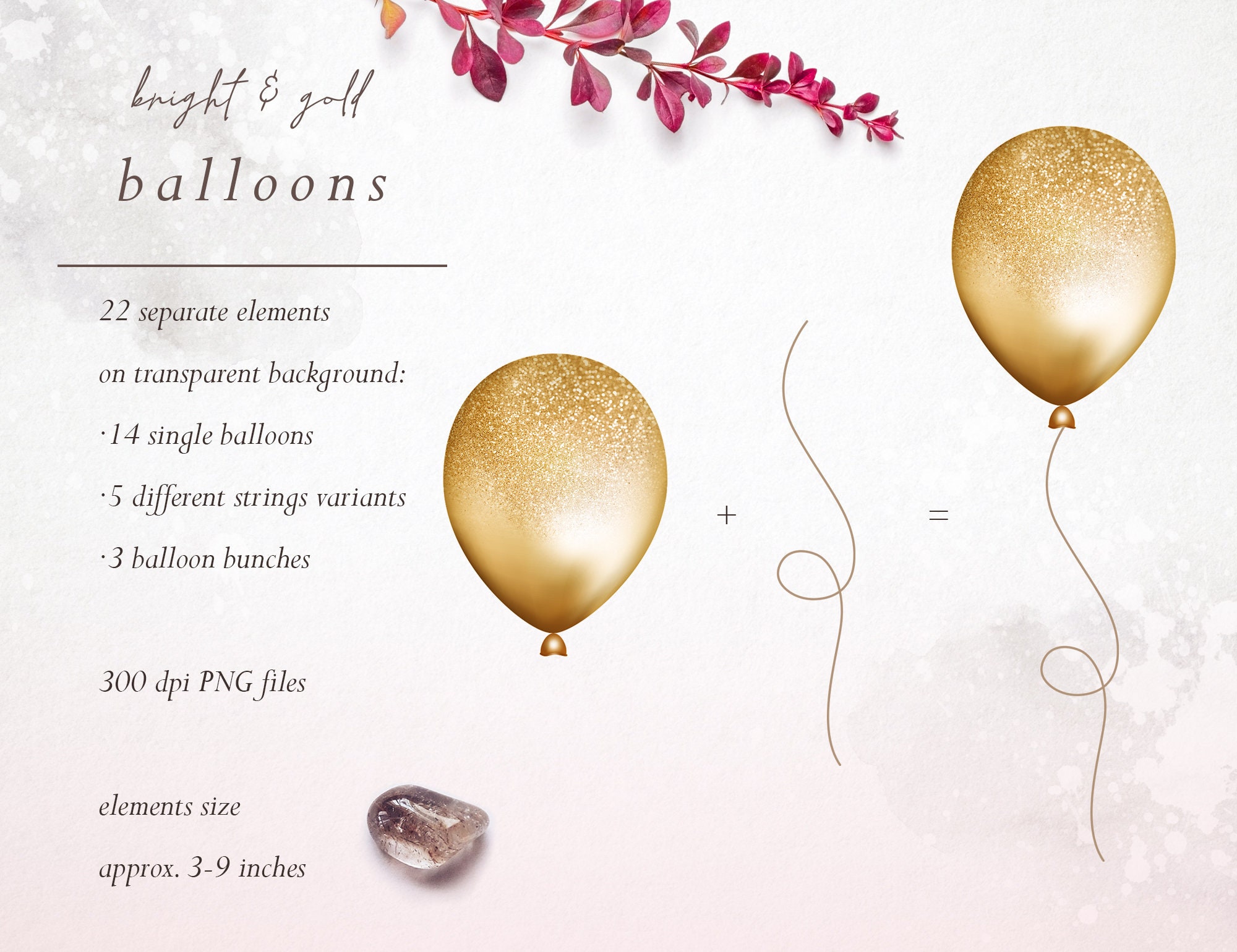 Pink and Gold Balloon Clipart Gold Balloons Pink Balloons - Etsy